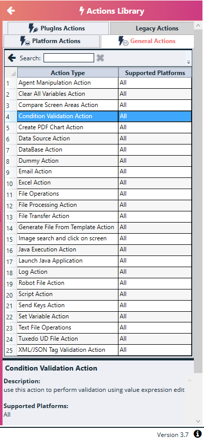 Condition Validation Action