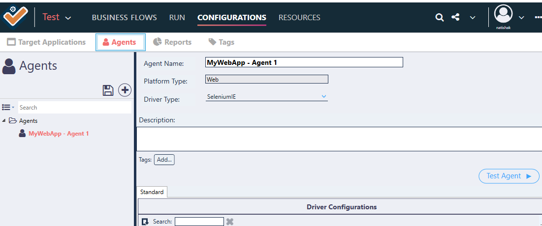 Ginger Configurations Tab Overview