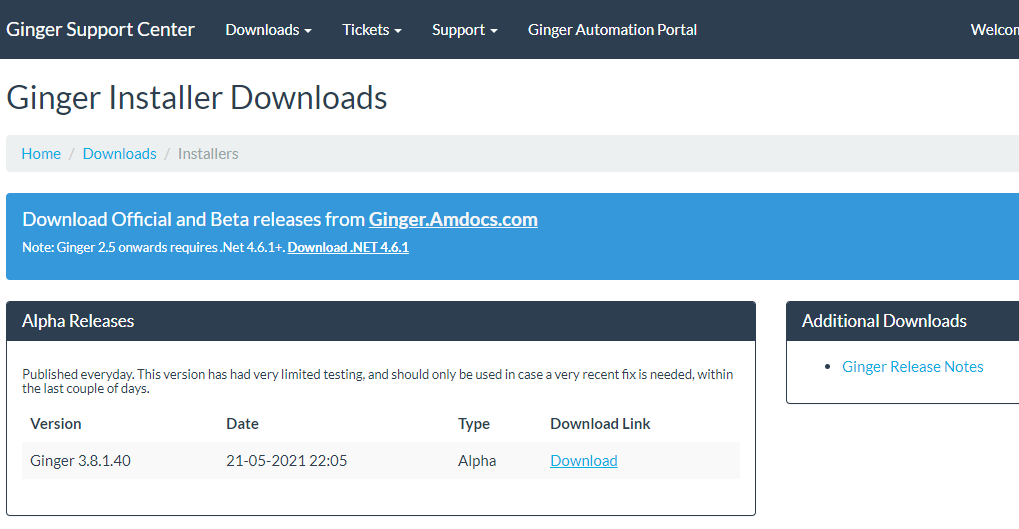 Ginger Support Overview