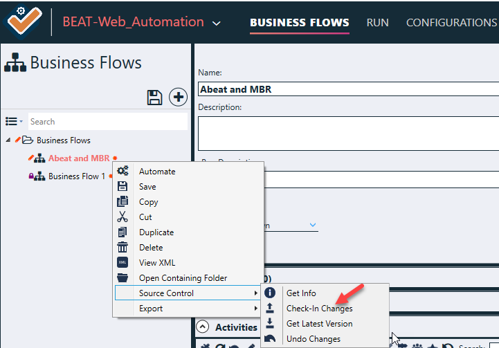 How to use Source Control in Ginger