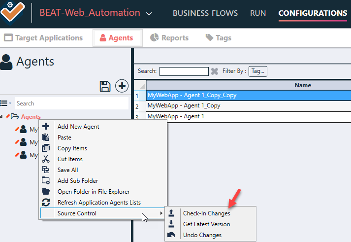 How to use Source Control in Ginger